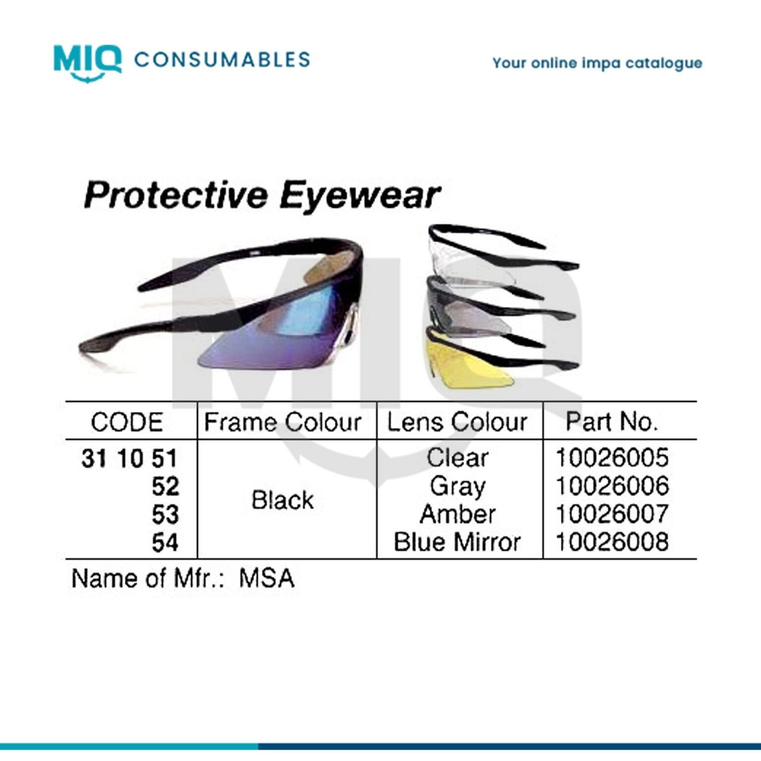 - 311051-EYEWEAR PROTECTIVE ANTIFOG, CLEAR LENS #10070917 - MIQ Consumables