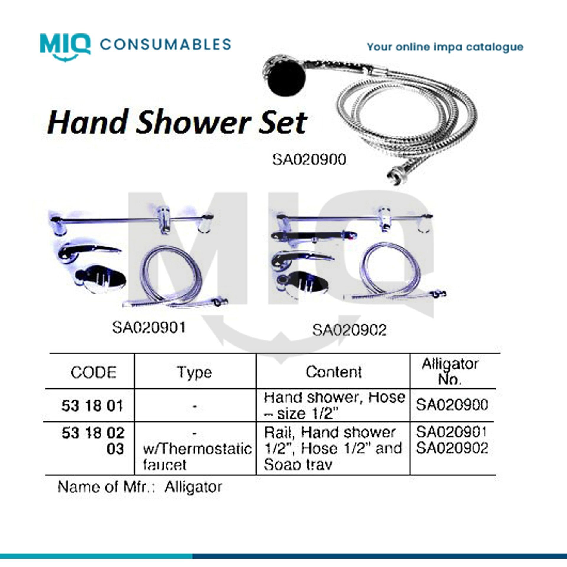 - 531803-HAND SHOWER SET WATERLINE 1/2", W/RAIL/TRAY & THERMO SA020902 ...