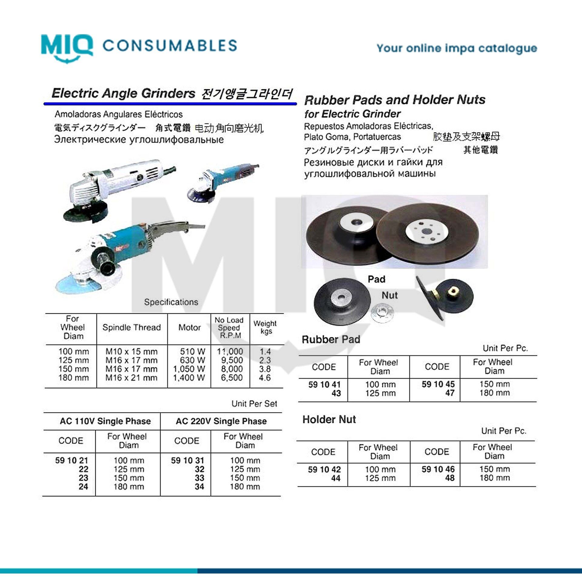 591032-GRINDER ANGLE ELECTRIC 125MM, AC220V 1-PHASE - MIQ Consumables